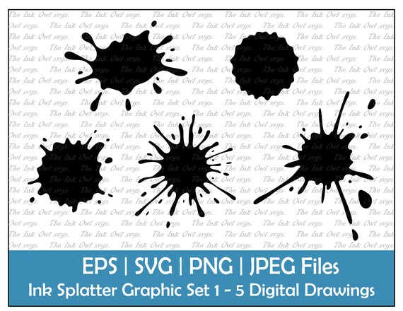 Ink Splatter Vector Clipart Set 1 / Outline & Stamp Graphic / - Etsy