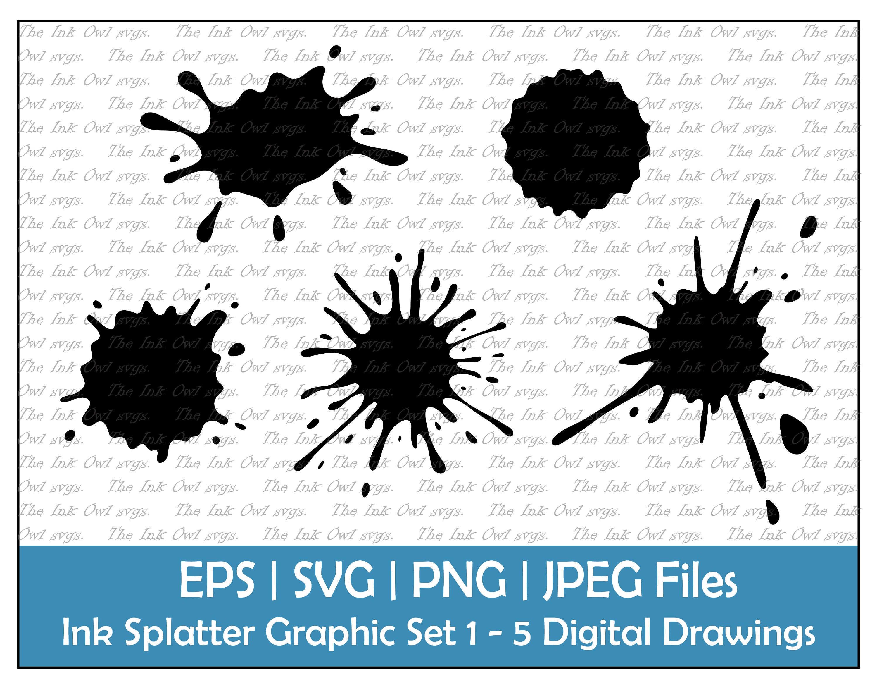 Ink Splatter Vector Clipart Set 1 / Outline & Stamp Graphic / - Etsy Canada