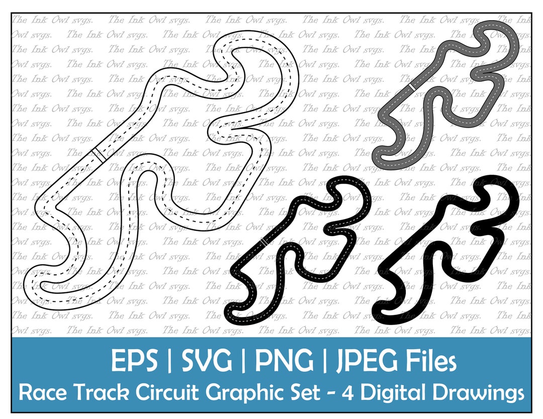 Race Track Circuit Map Clipart Set / Outline & Stamp Graphic / Long ...