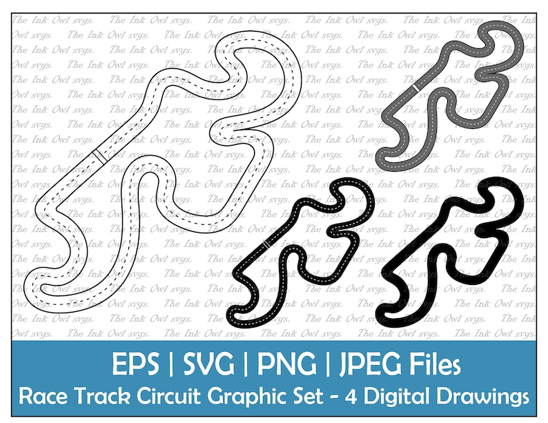 Race Track Circuit Map Clipart Set / Outline & Stamp Graphic / - Etsy ...
