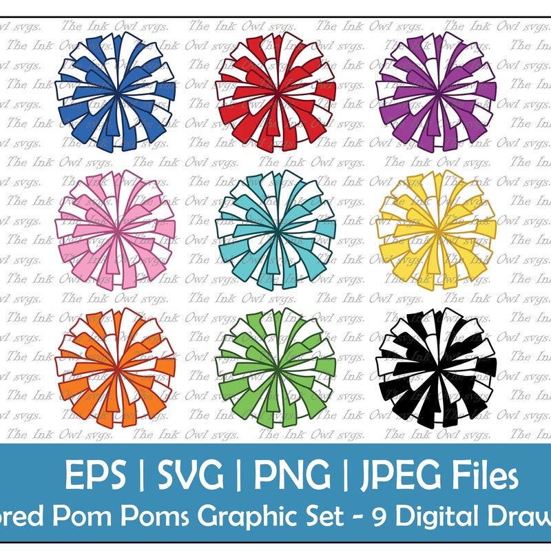 Pom Poms Clipart - Etsy