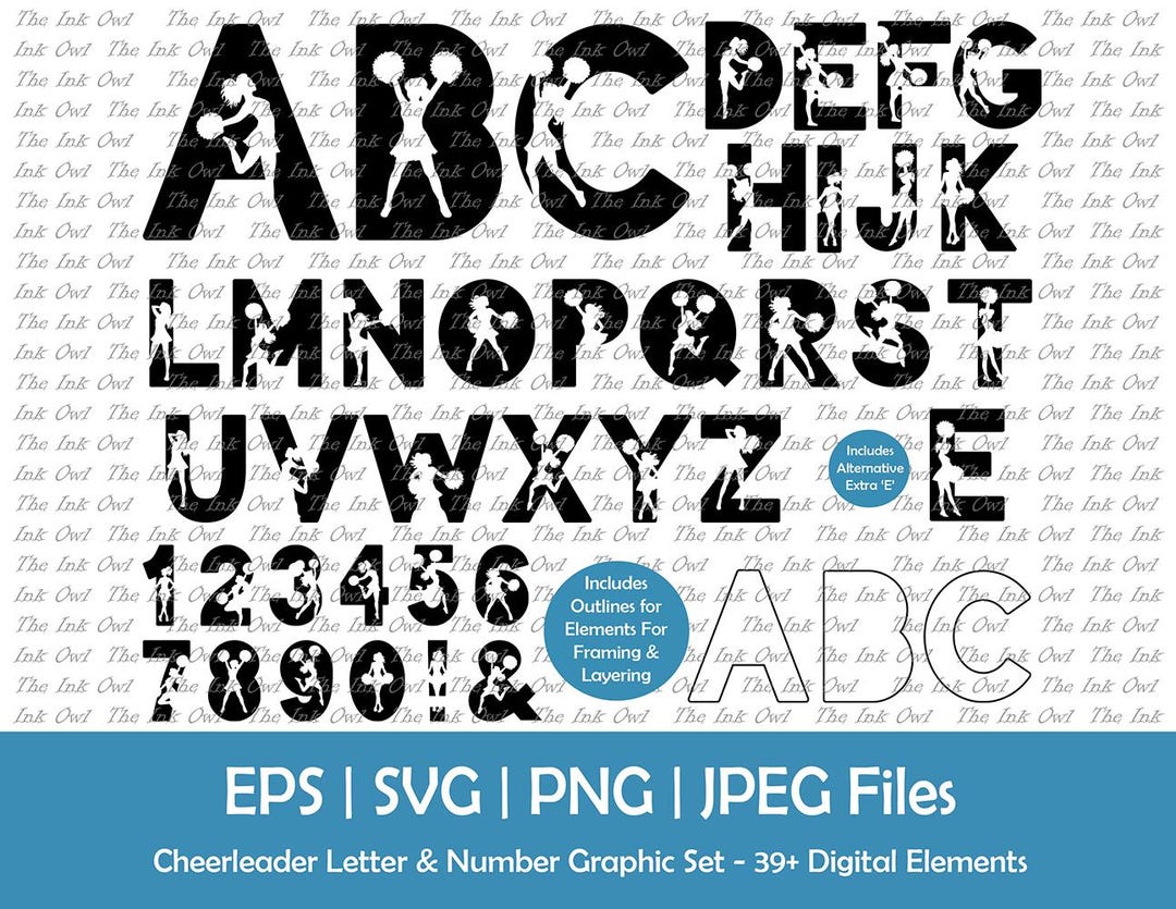 Cheerleader Poses Alphabet Letter and Number Vector Clipart Set ...