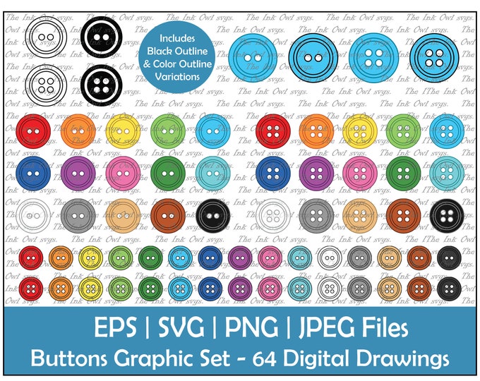 Button Clipart - Digital Clip Art - Personal and Commercial Use - Etsy ...