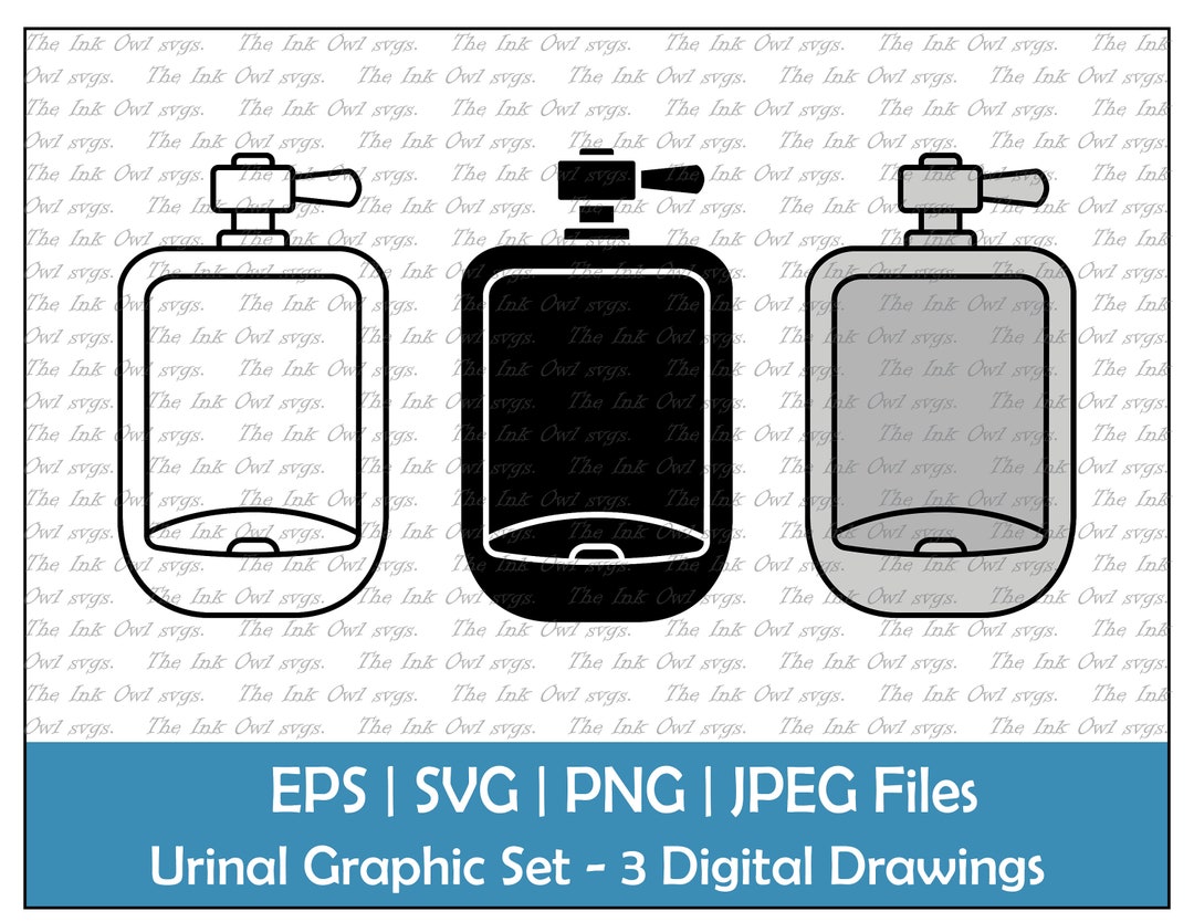 Urinal Vector Clipart Set / Outline & Stamp Drawing Illustrations ...