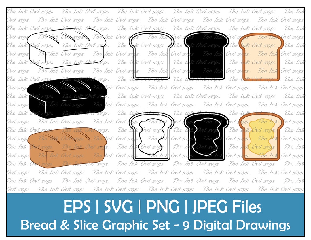 Bread Loaf and Slice Vector Clipart Set / Outline Stamp & - Etsy