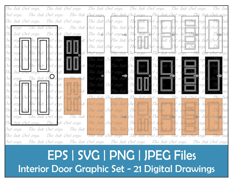 Interior Door Vector Clipart Set / Outline Stamp & Color - Etsy