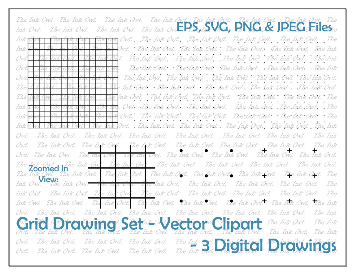 Paper Grid Vector Clipart Set / Lines Dots Cross Hairs - Etsy