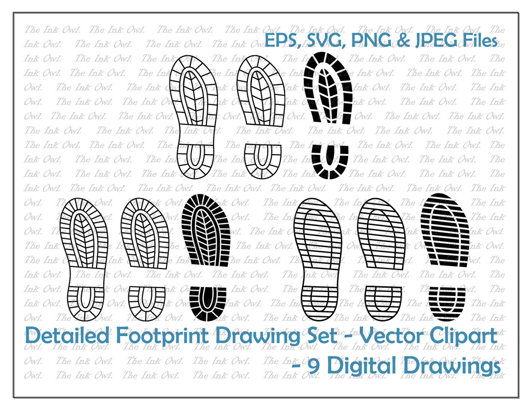 Shoe Boot Print Detailed Vector Clipart Set / Outline & Stamp ...