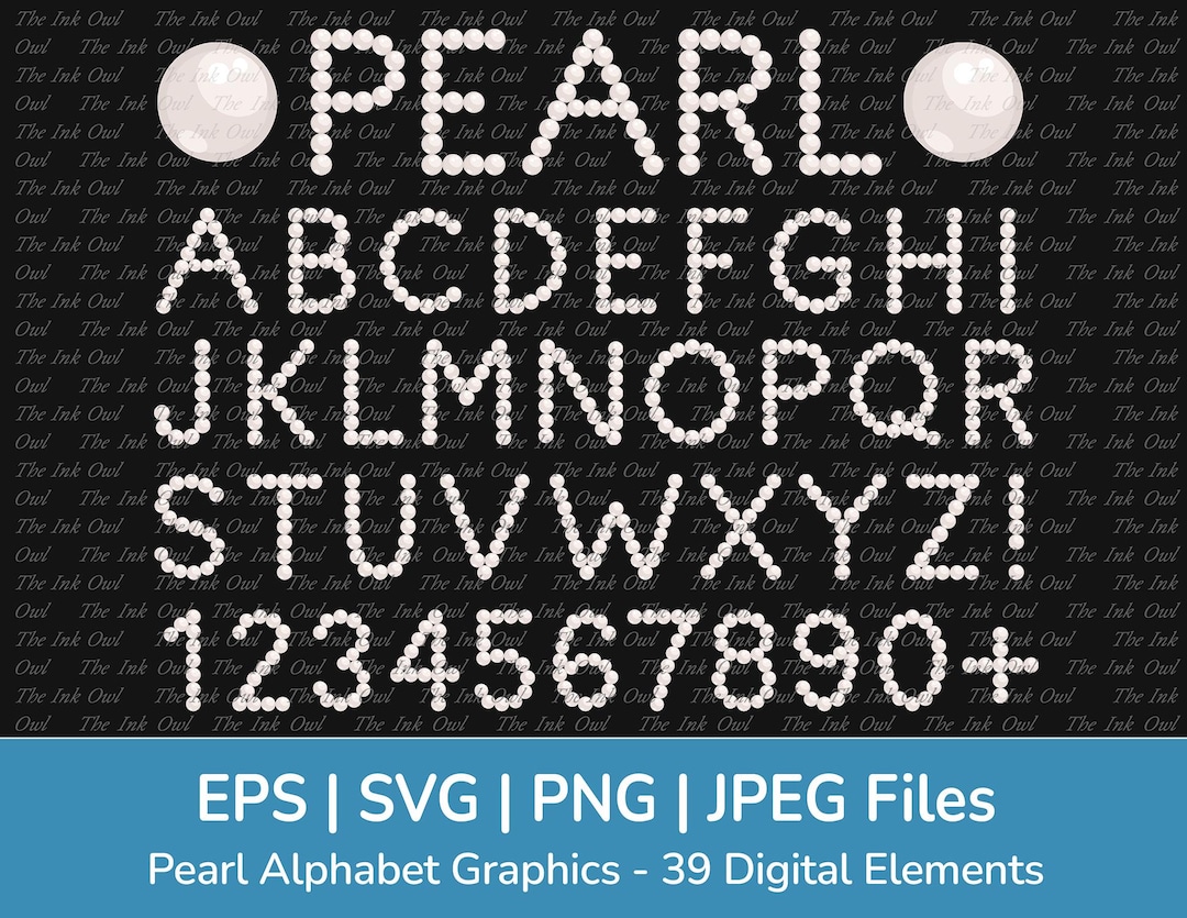 Pearl Gemstone Alphabet Letters & Numbers Clipart Illustrations ...