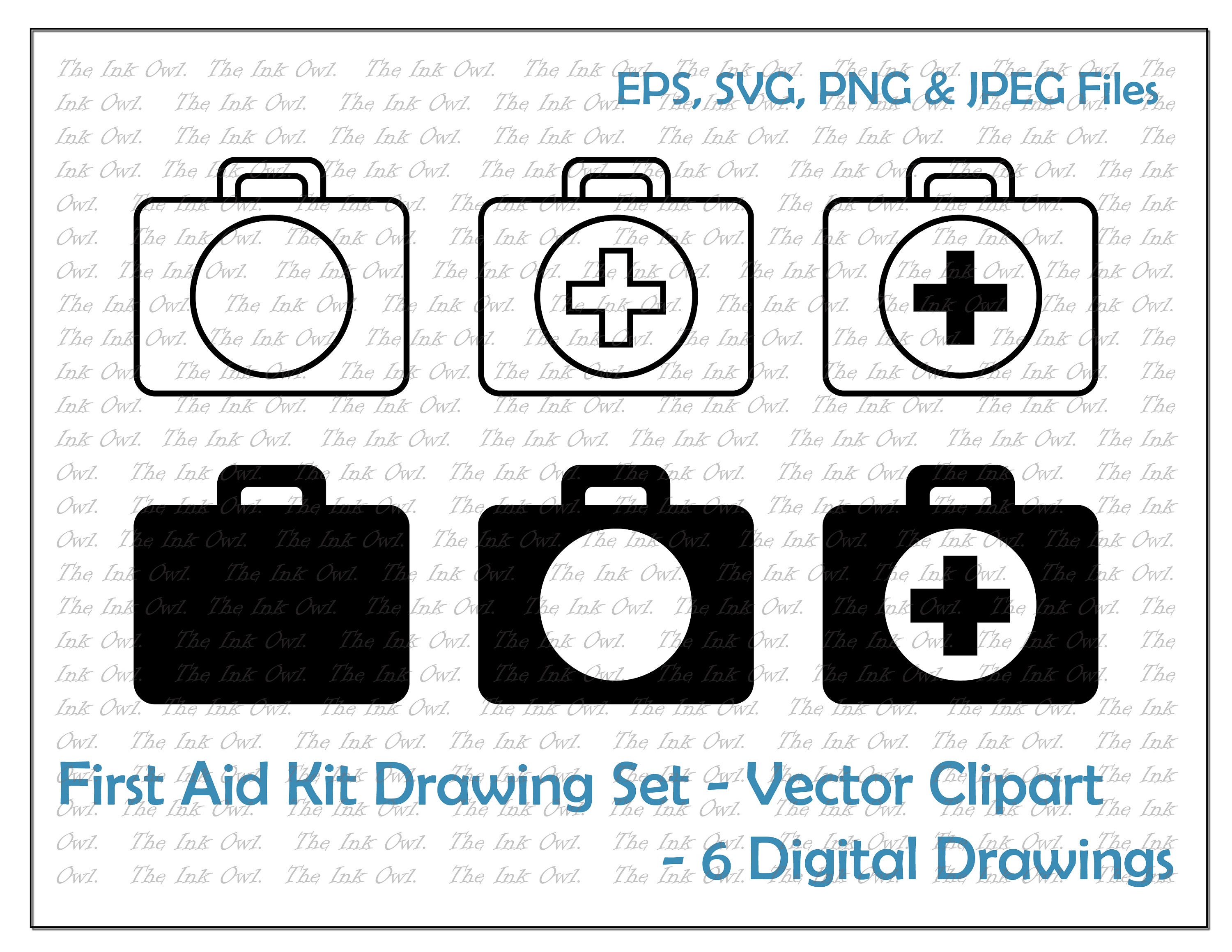 First Aid Kit Vector Clipart Set / Outline & Silhouette | Etsy