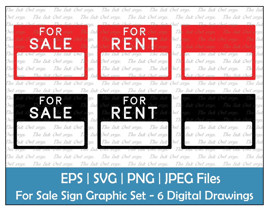 For Rent for Sale Sign Vector Clipart Set / Blank Sign Drawing Graphic ...