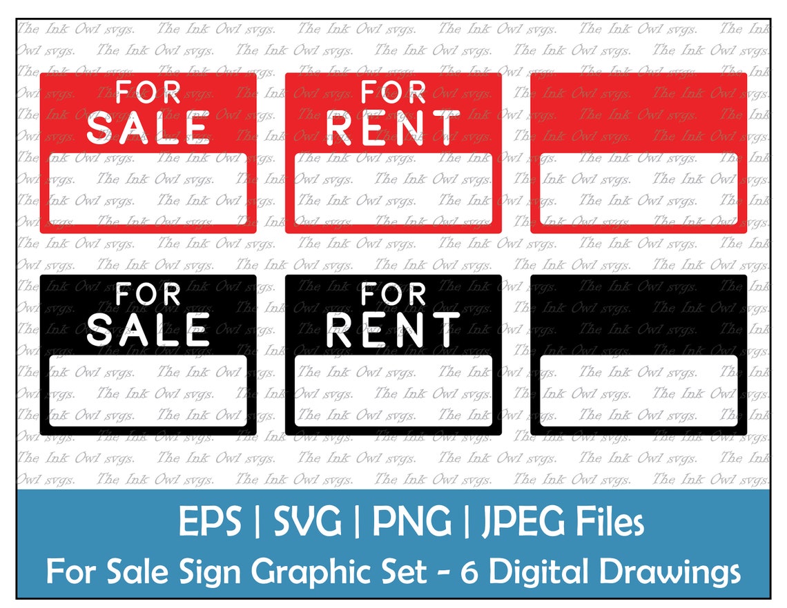 For Rent for Sale Sign Vector Clipart Set / Blank Sign Drawing - Etsy