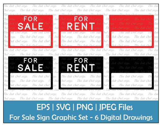 For Rent for Sale Sign Vector Clipart Set / Blank Sign Drawing - Etsy