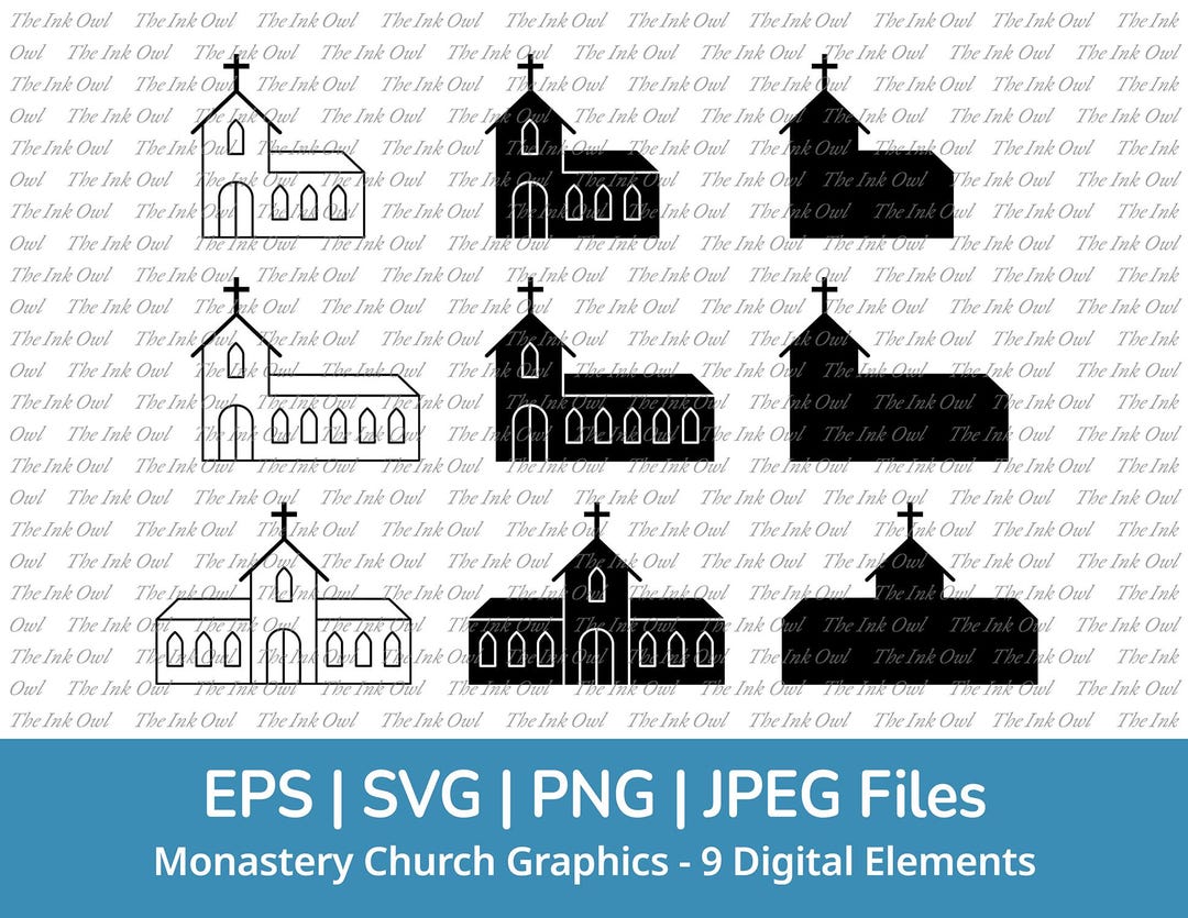 Monastery Convent Church Svg Vector Clipart / Outline, Stamp Silhouette ...