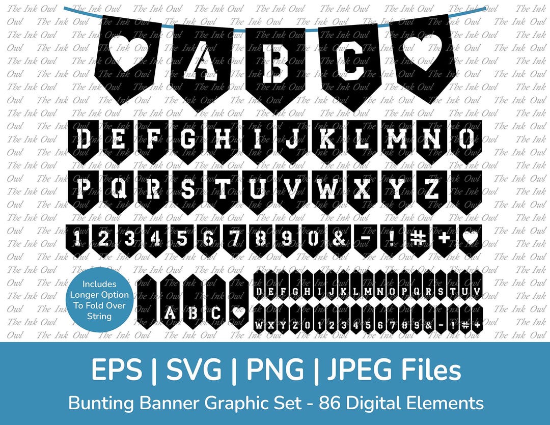 Foldable Bunting Banner Flags Alphabet Letter & Number Template Clipart ...