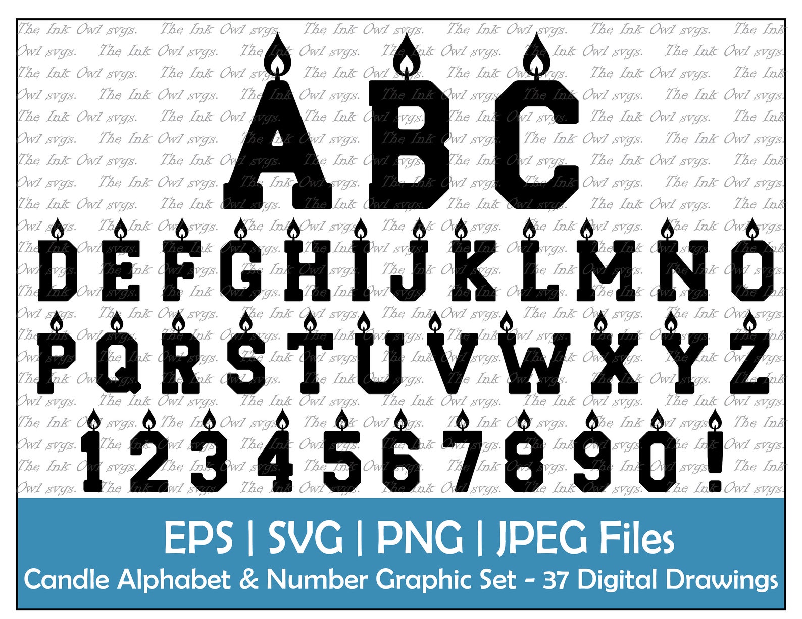 Birthday Candle Alphabet Letters & Numbers Clipart Set / Silhouette ...
