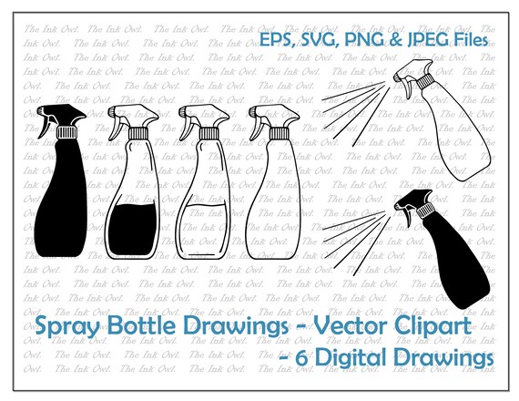 Spray Bottle Disinfectant Vector Clipart Set / Digital Drawing | Etsy