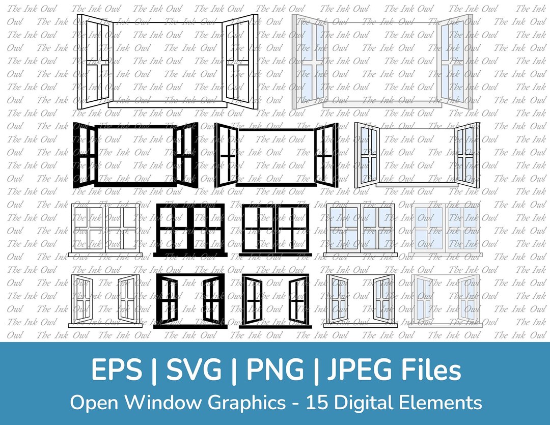 Cartoon Open and Closed Window With Mullions Clipart / Transparent ...