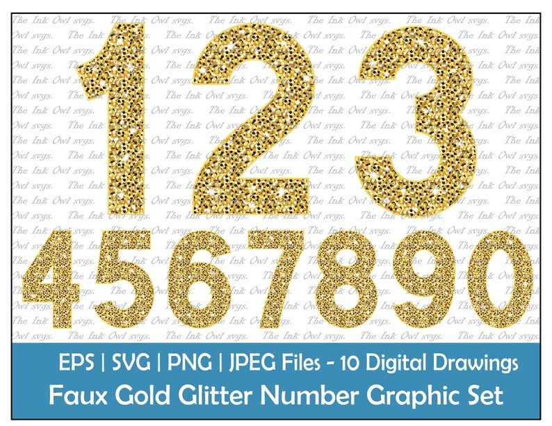 Gold Glitter Numbers Clipart Set / Text Graphics / Faux - Etsy