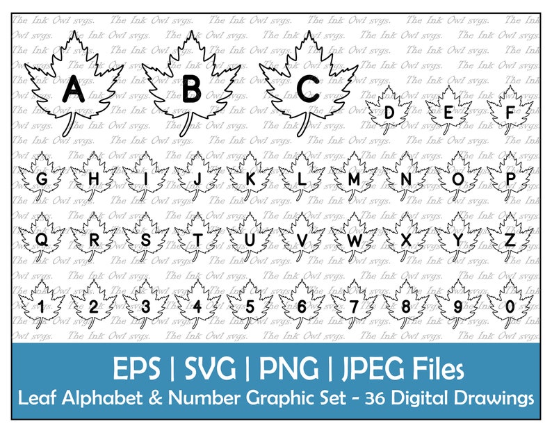 Maple Leaf Alphabet Letters & Numbers Vector Clipart Set / - Etsy