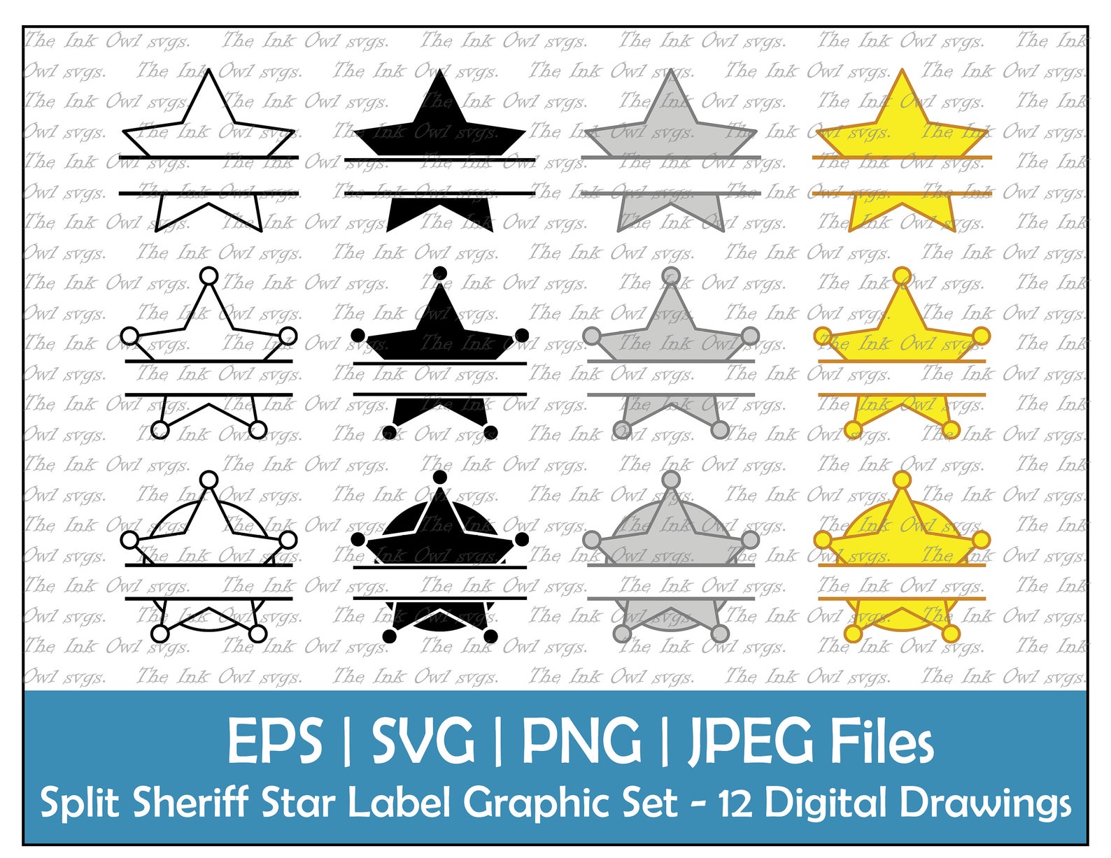 Sheriff Star Badge Label Template Vector Clipart Set / - Etsy