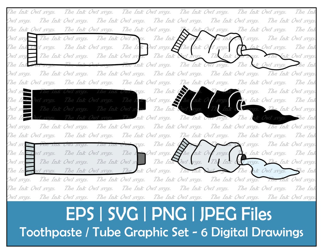 Tube or Toothpaste Vector Clipart Set / Outline & Stamp Drawing ...