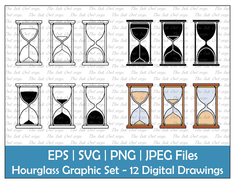 Hourglass Sand Timer With Frame Clipart / Outline Stamp - Etsy