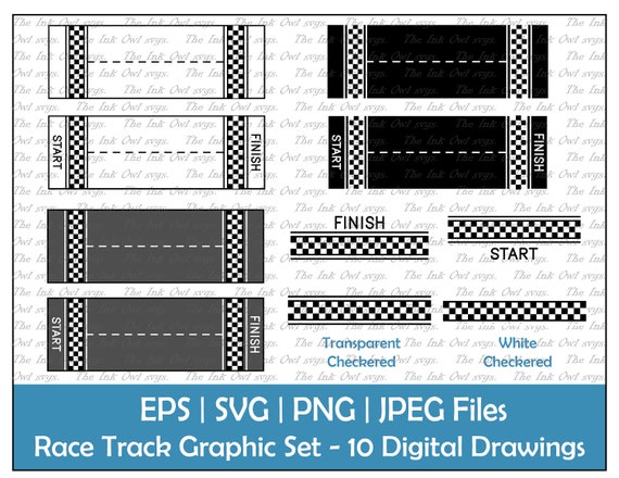 Race Track Vector Clipart Set / Esquema y sello Dibujo gráfico | Etsy ...