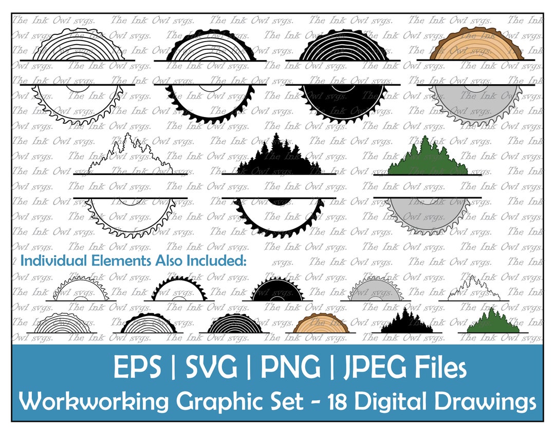 Woodworking Split Label With Tree Rings, Forest and Saw Clipart ...