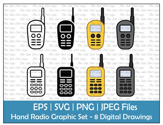 Handheld Radio Vector Clipart Set / Outline Stamp & Color | Etsy Australia