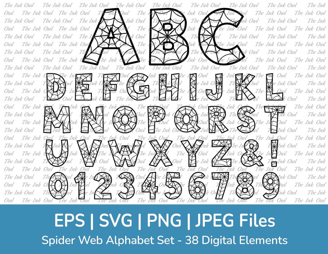 Spider Web Letter Alphabet and Number Vector Clipart / Transparent ...