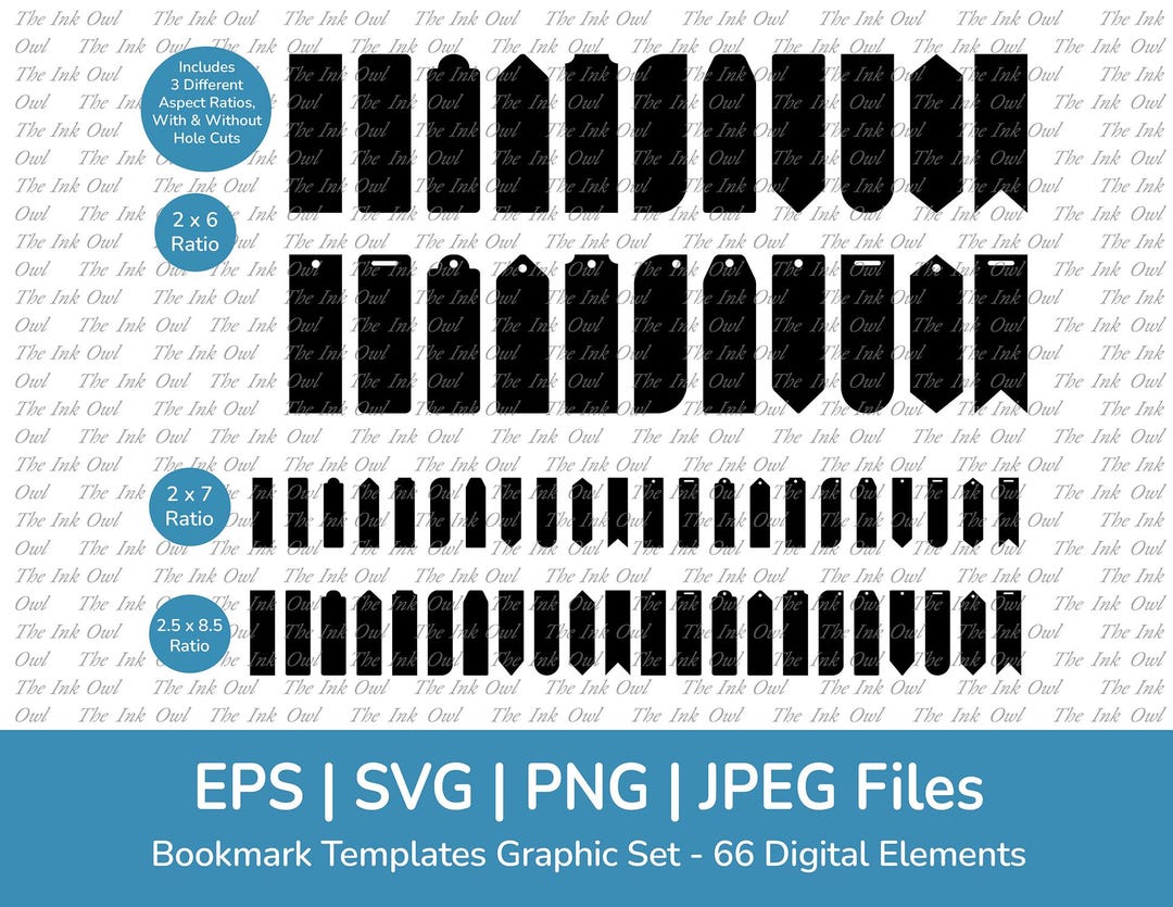 Bookmark Template Designs Clipart With and Without Ribbon Cutout Holes ...