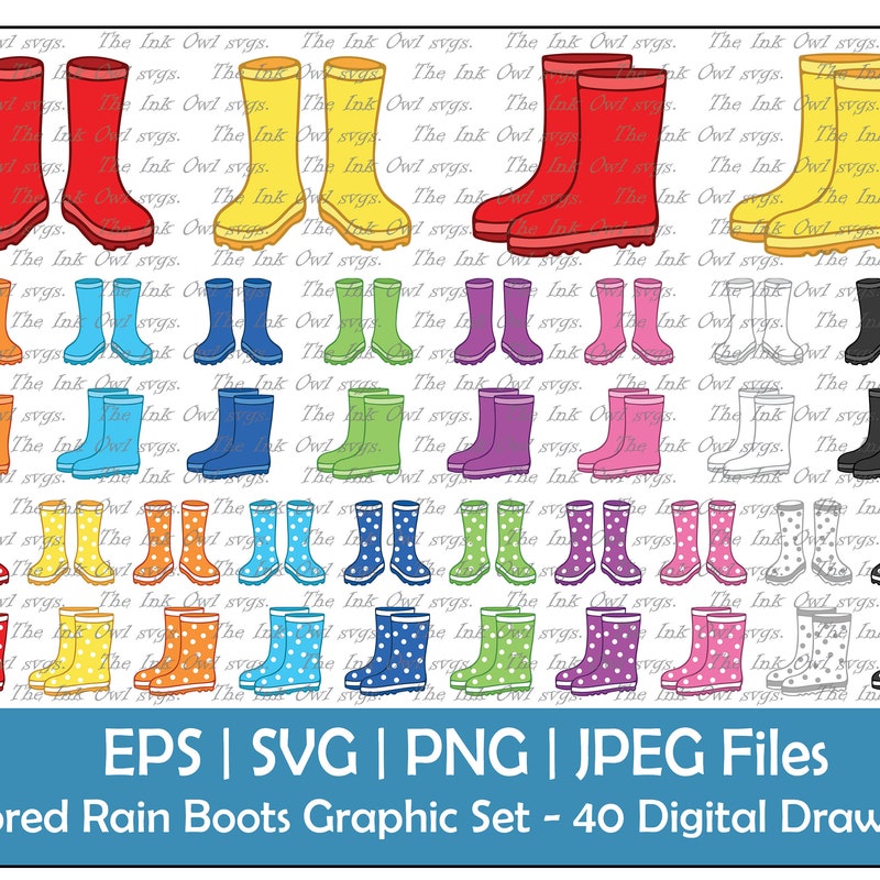 Rain Boots Clipart - Etsy