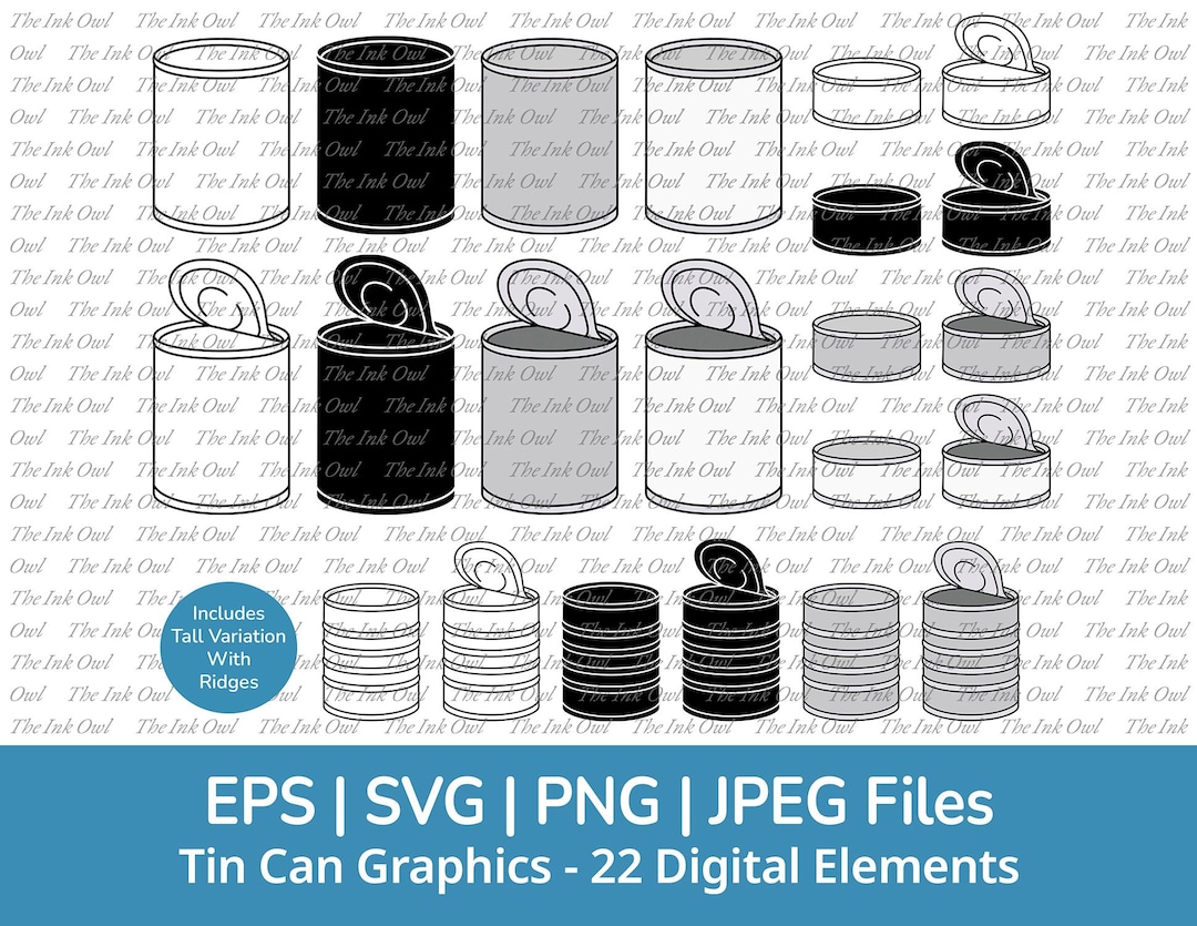 Tin Can Blank Template Clipart / Outline, Stamp Silhouette & Color ...