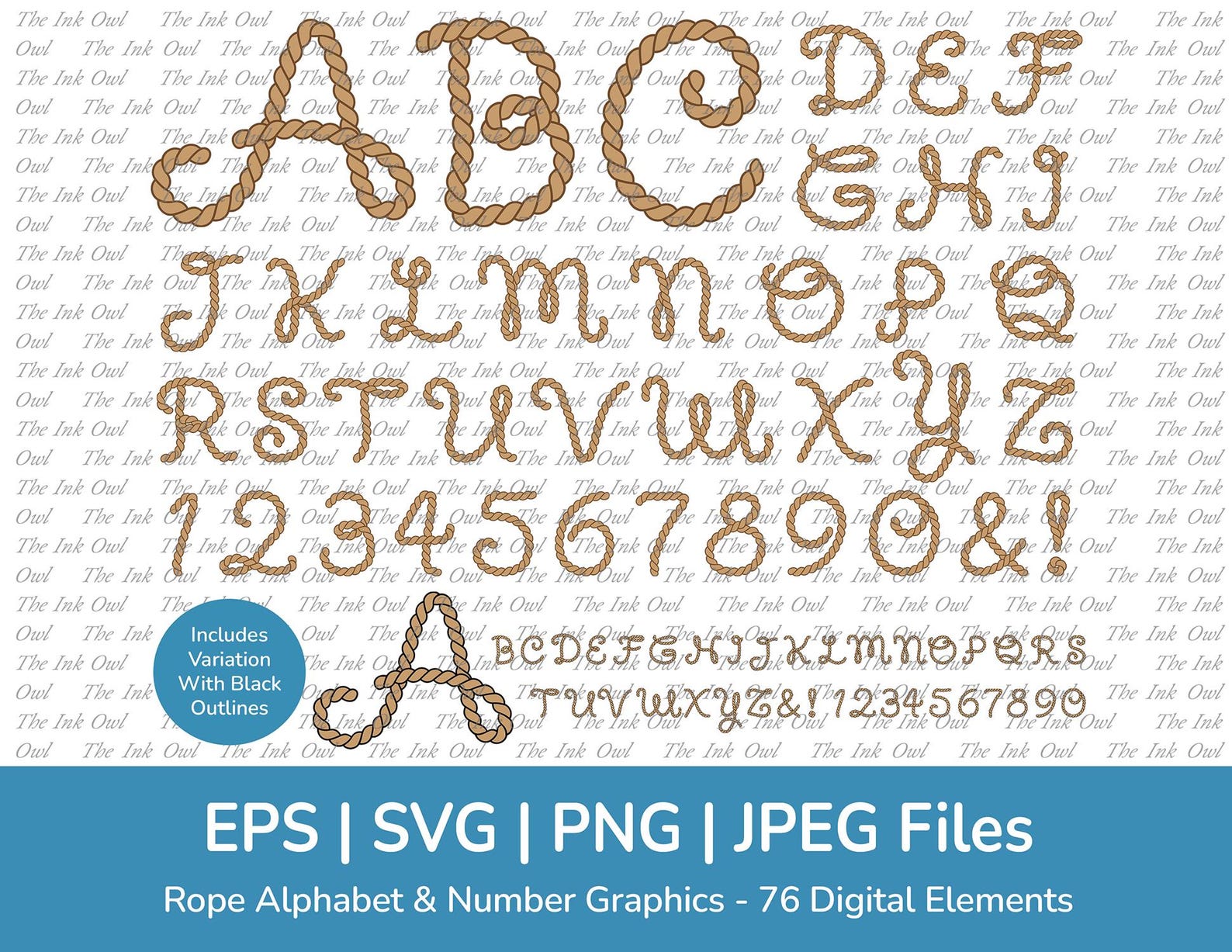 Rope Letter Alphabet and Number Vector Clipart / Transparent Text ...