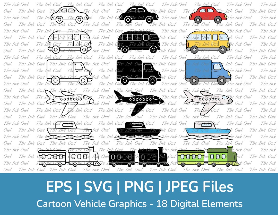 Vehicle Travel Transportation Clipart / Outline, Silhouette, Color ...