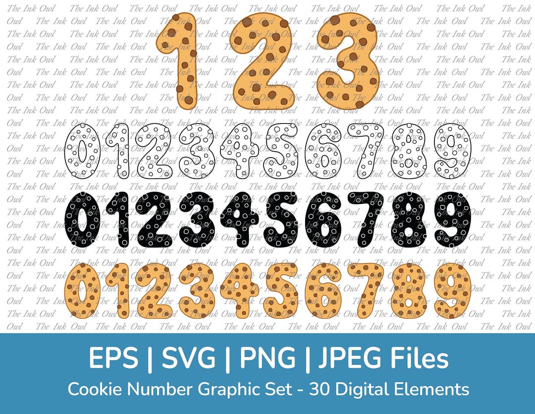 Chocolate Chip Cookie Number Vector Clipart / Color Drawing ...