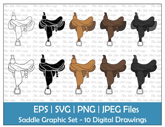 Saddle Vector Clipart Set / Outline Stamp & Color Graphics / - Etsy