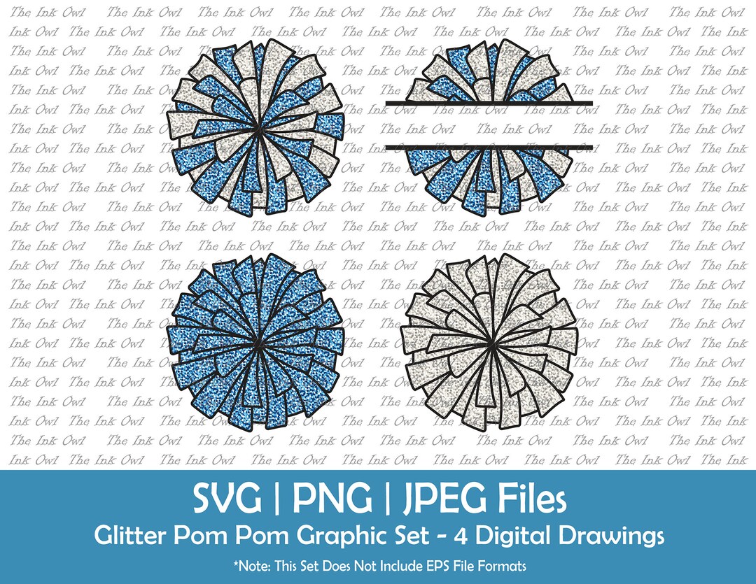 Faux Glitter Cheerleader Pom-poms Vector Clipart Set / Split Label ...