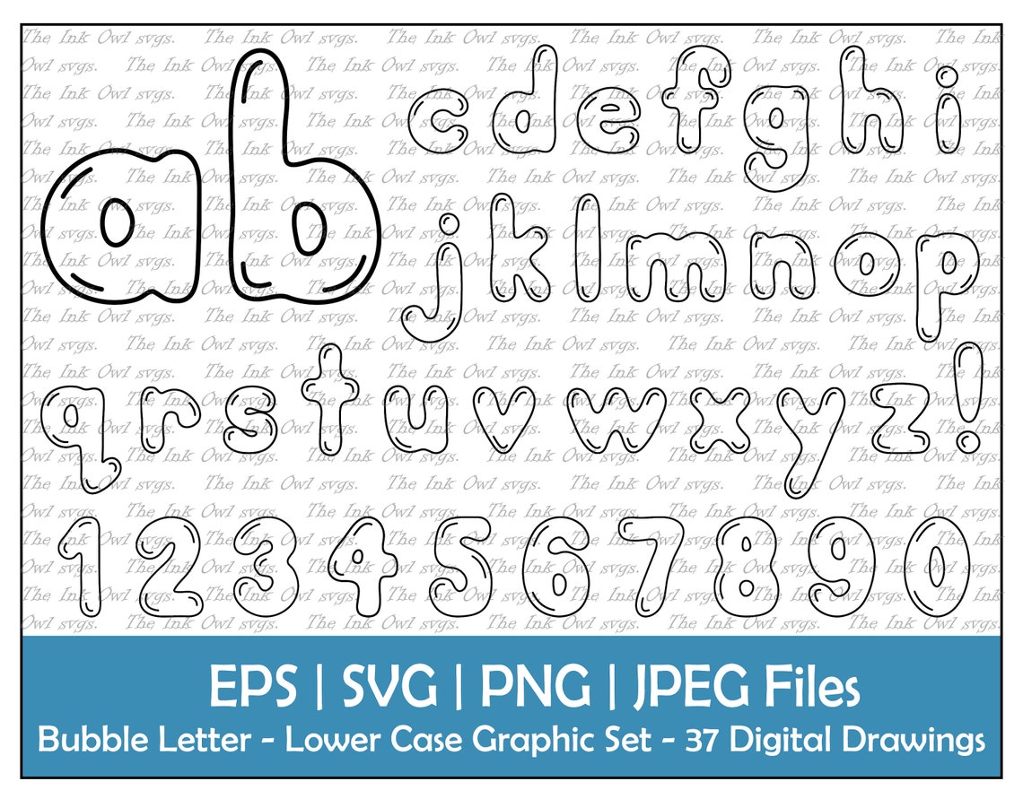 Bubble Letter Alphabet and Numbers Vector Clipart / Lower Case ...