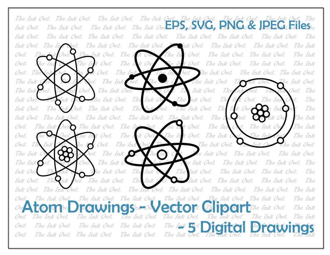 Atom Drawing Set Vector Clipart / Proton Electron Neutron Physics ...