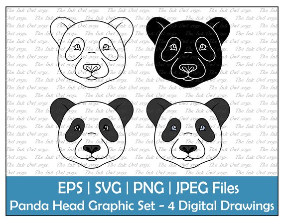 Panda Head and Face Vector Clipart Set / Outline Stamp & | Etsy