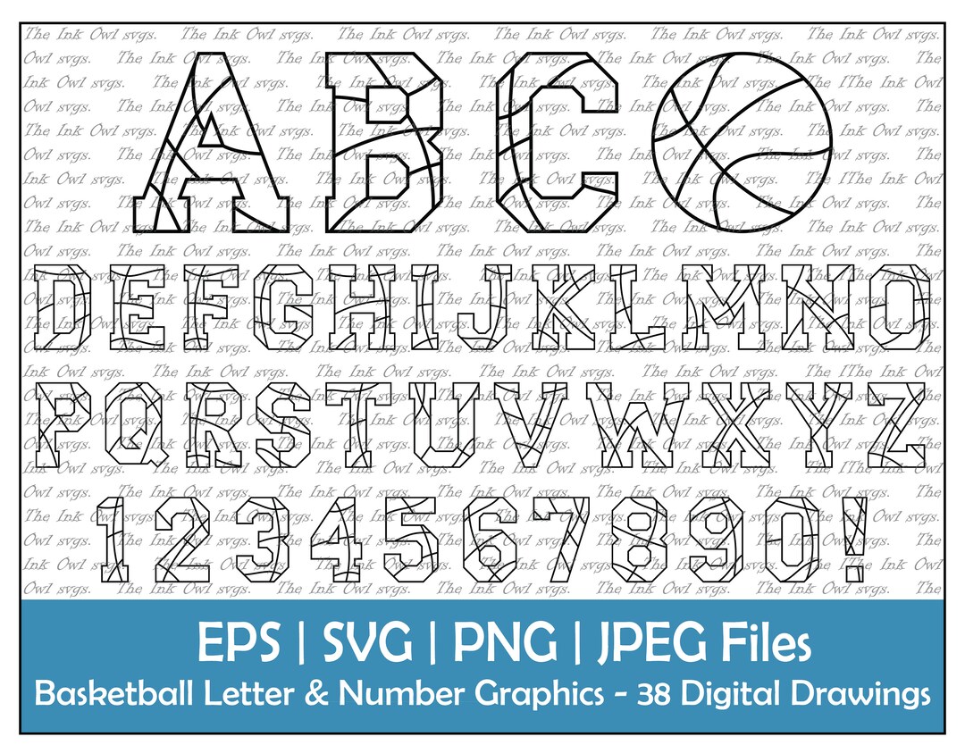 Basketball Letter Alphabet and Numbers Vector Clipart / Transparent ...