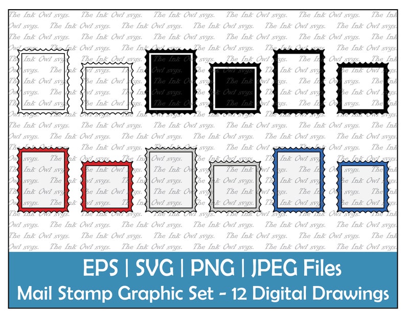 Postage Mail Stamp Frame Vector Clipart / Outline Silhouette - Etsy