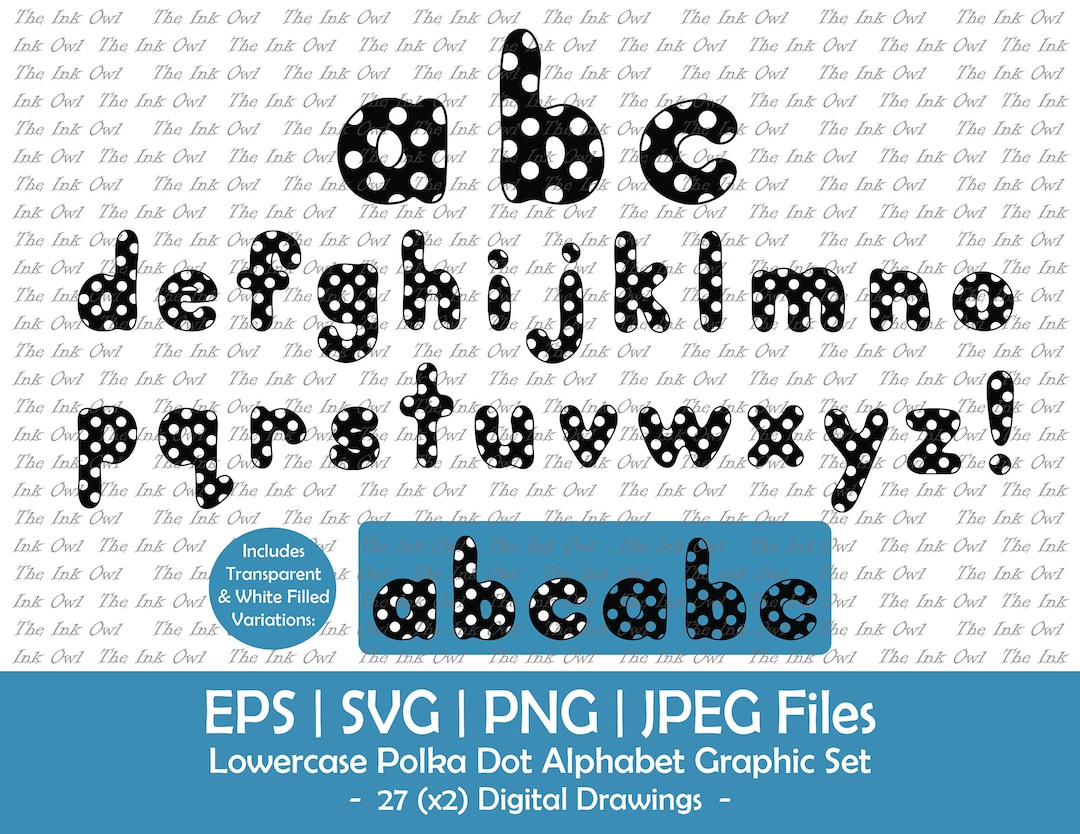Lowercase Polka Dot Alphabet Letter Vector Clipart / Silhouette Text ...