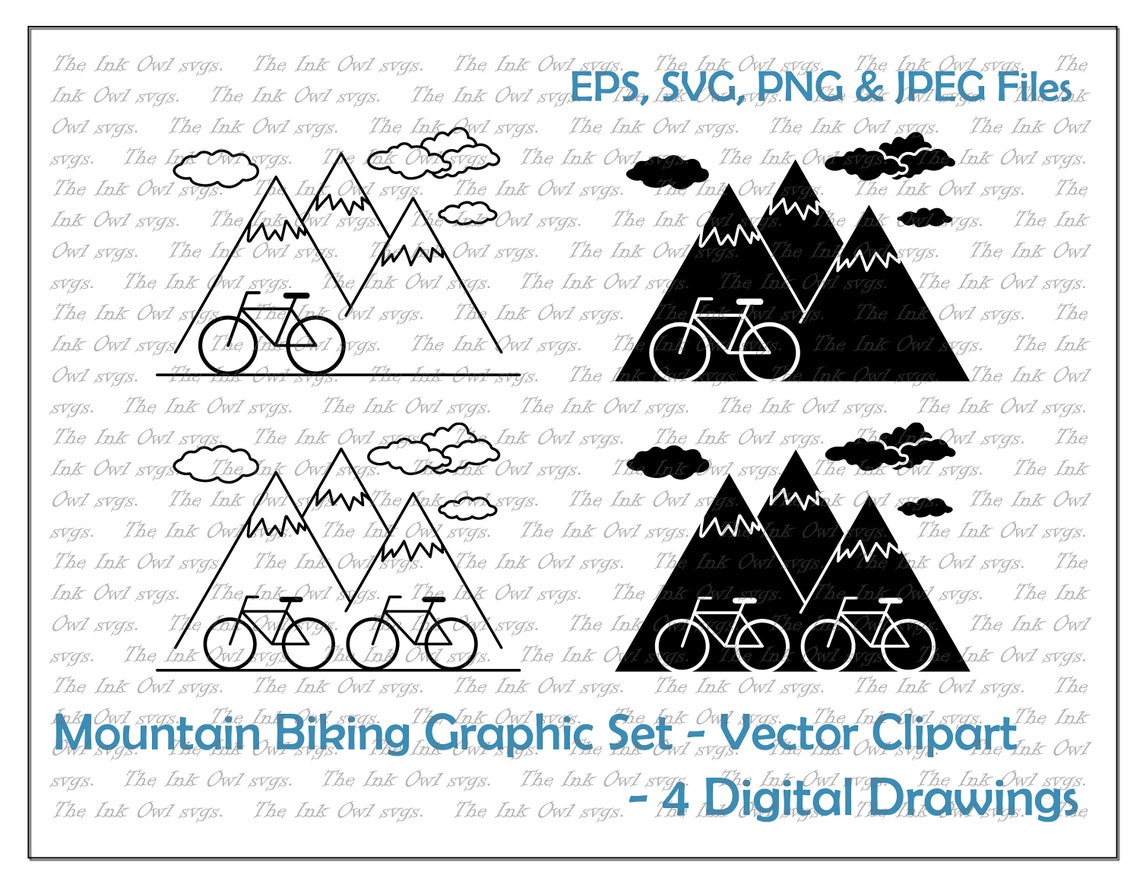 Mountain Biking Vector Clipart Set / Outline and Stamp Graphic - Etsy