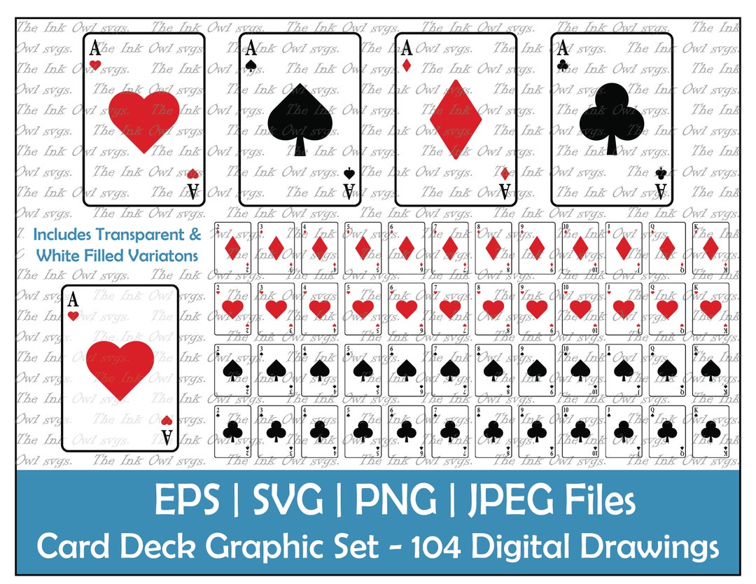 Deck of Cards Vector Clipart Set / Outline & Color Drawing ...