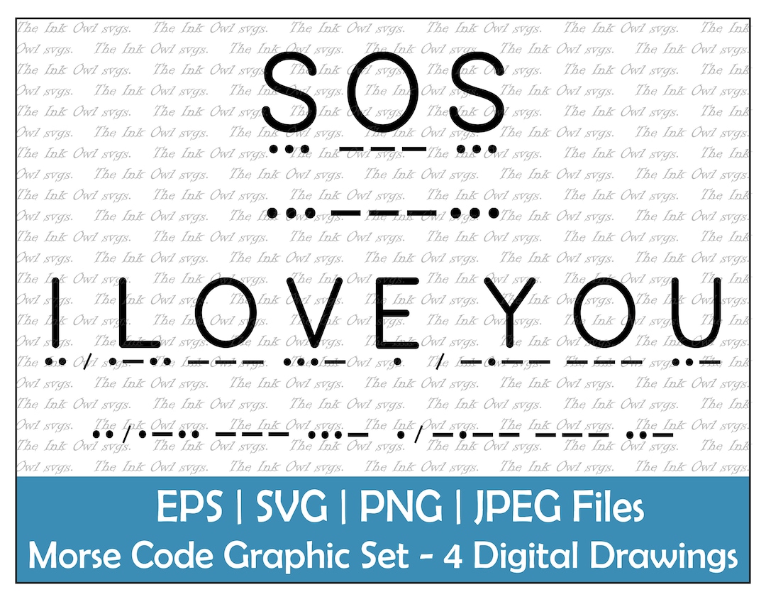 Morse Code SOS and I Love You Vector Clipart Set / Stamp Text Graphics ...