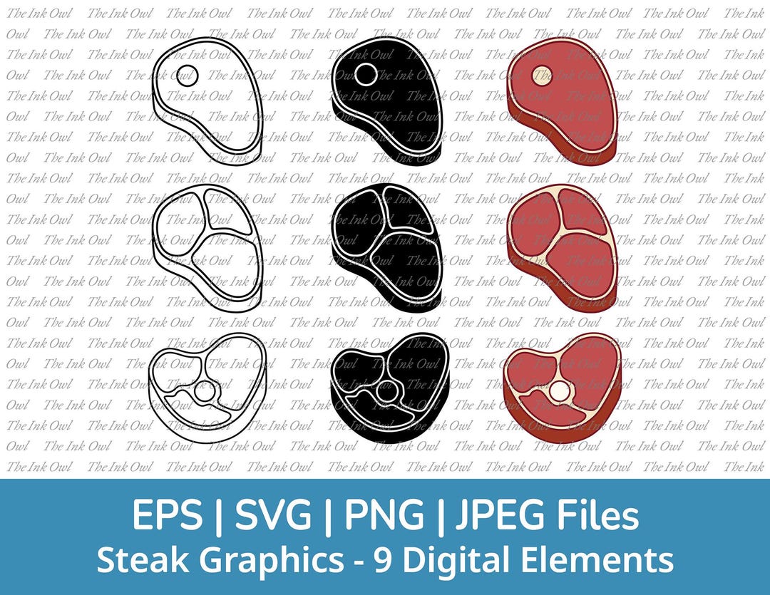 Steak Meat Cuts Svg Vector Clipart Set / Outline & Stamp Silhouette ...