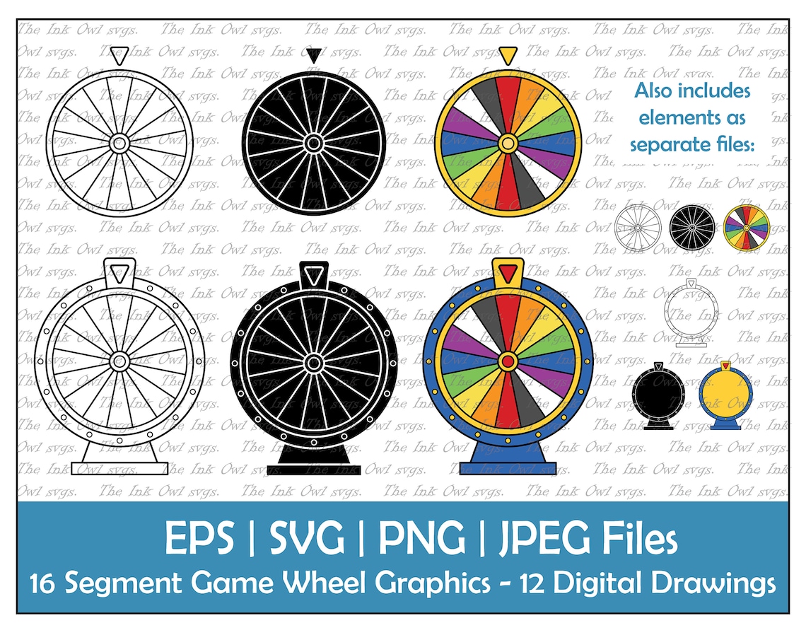 Game Spin Wheel Vector Clipart Set / 16 Segments With White | Etsy